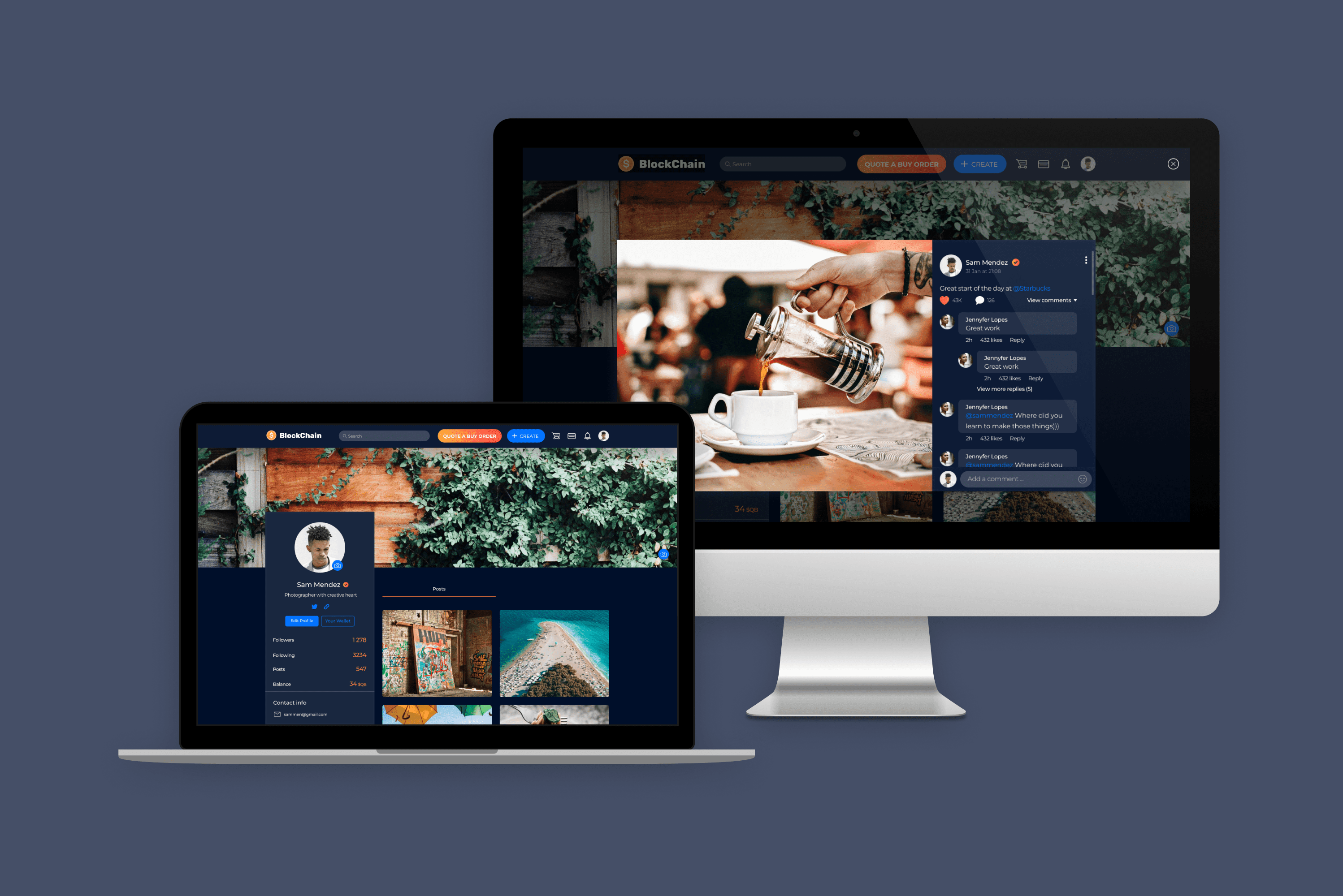 Blockchain Social Network with the Internal Tokenized Marketplace by SEVEN