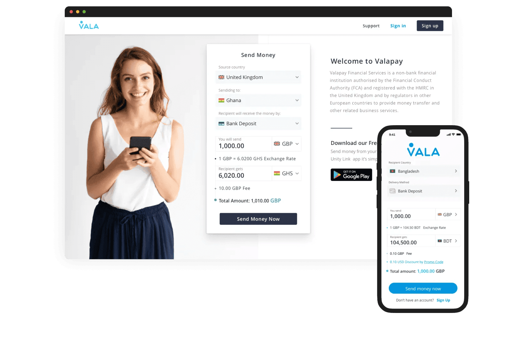 ValaPay money transfer platform by Yojji